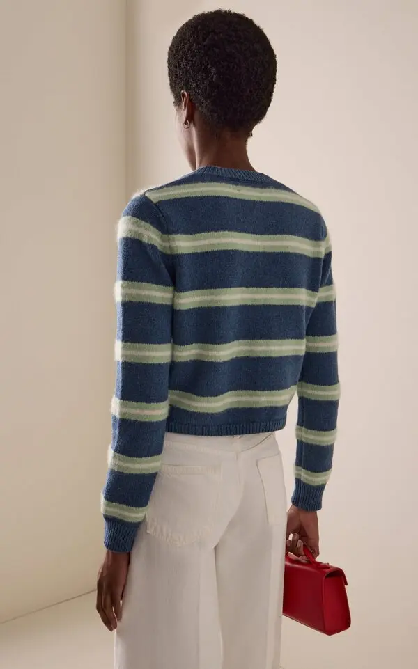 Matthew Bruch Striped Mohair Knit Cardigan