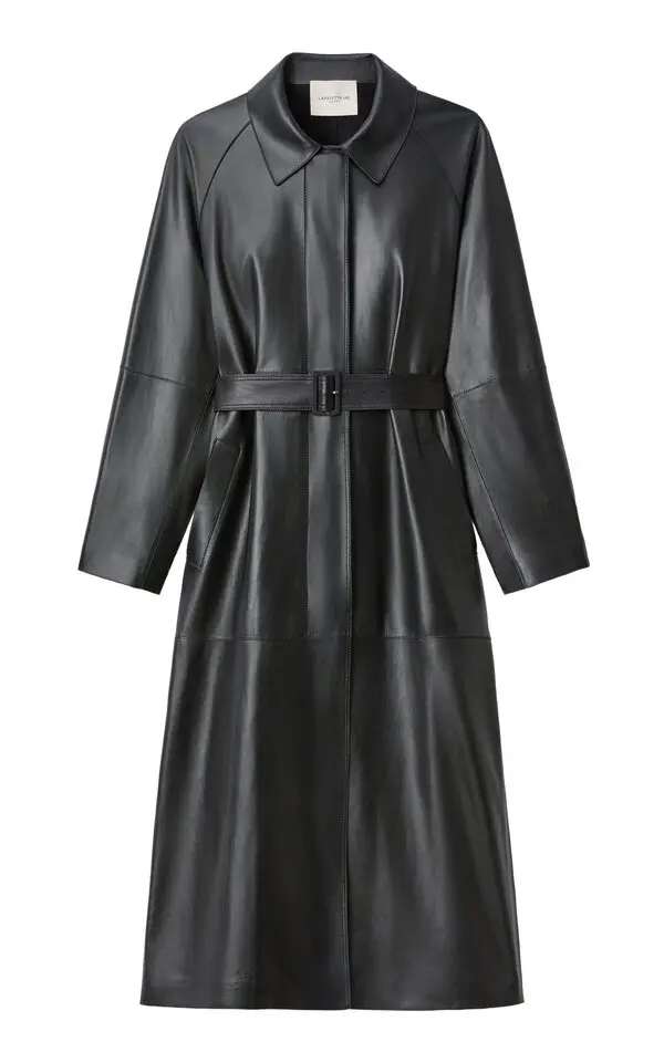 Lafayette 148 New York Oversized Belted Leather Trench Coat