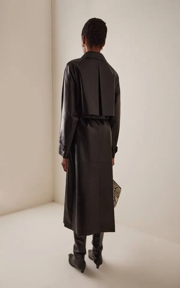 Lafayette 148 New York Oversized Belted Leather Trench Coat