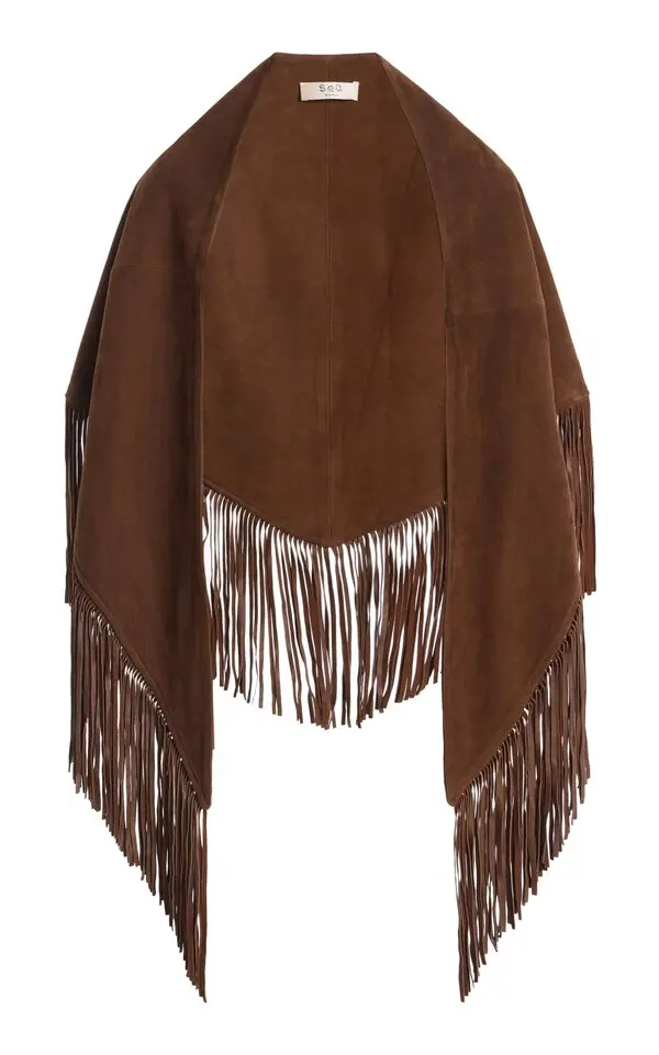 Sea Samantha Fringed Suede Triangle Scarf