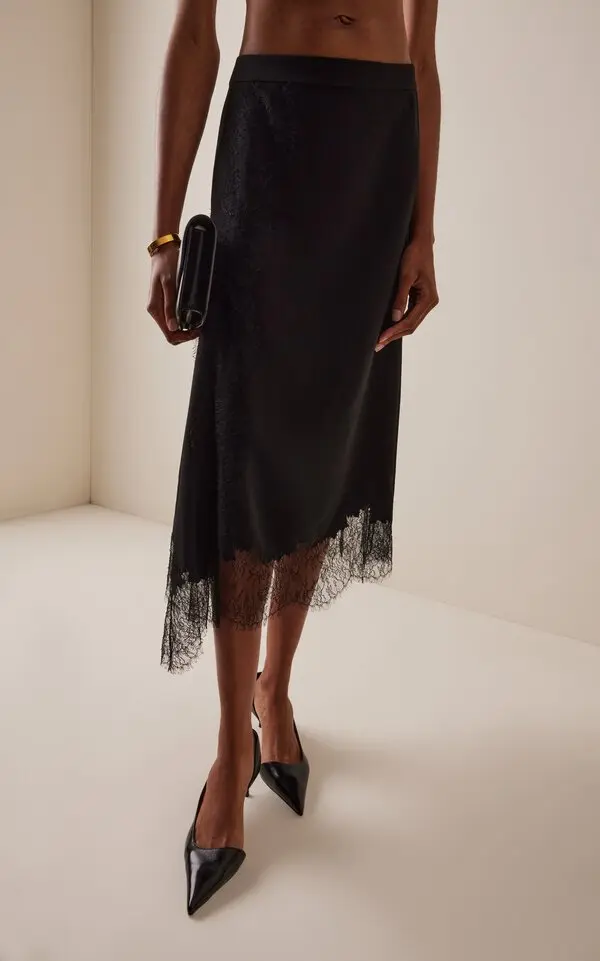 Lafayette 148 New York Lace-trimmed Crepe Skirt