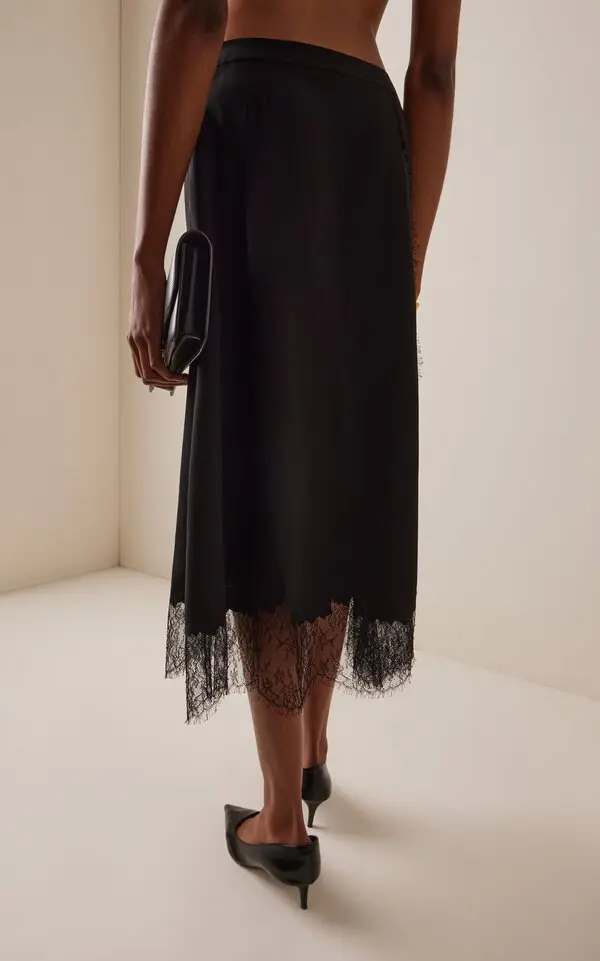 Lafayette 148 New York Lace-trimmed Crepe Skirt