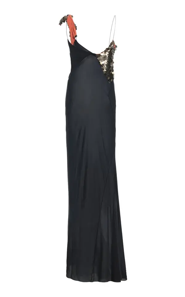COLLEEN ALLEN Bias Armour Stretch Silk Chiffon Dress