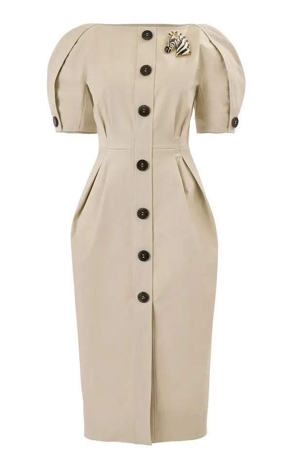 Carolina Herrera Belted Cotton Sateen Knee-length Dress