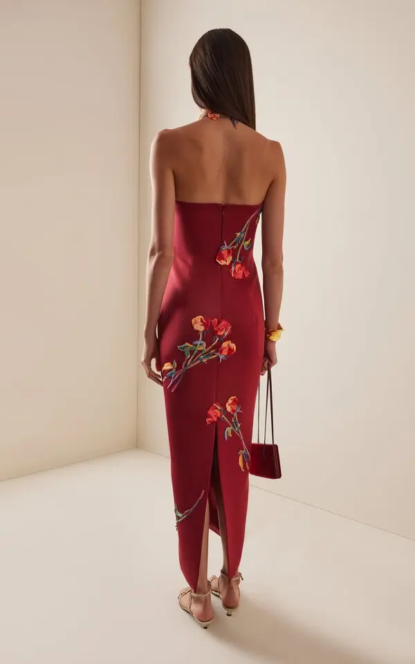 LEO LIN Exclusive Rayna Appliquéd Satin Maxi Dress
