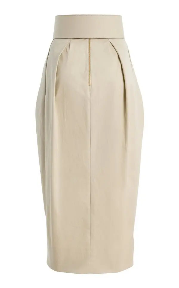 Carolina Herrera Belted Cotton Sateen Knee-length Skirt
