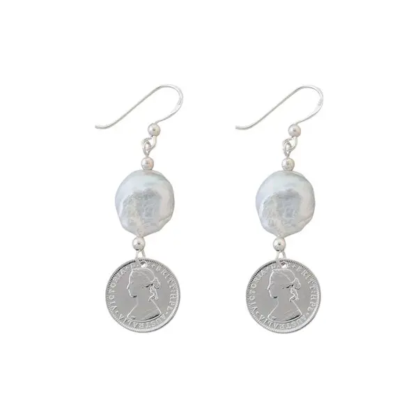 VON TRESKOW Coin & Keshi Pearl Earrings