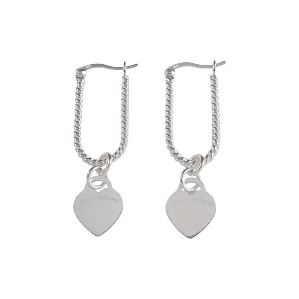 VON TRESKOW Twisted U-shape Earrings With Vt Flat Hearts
