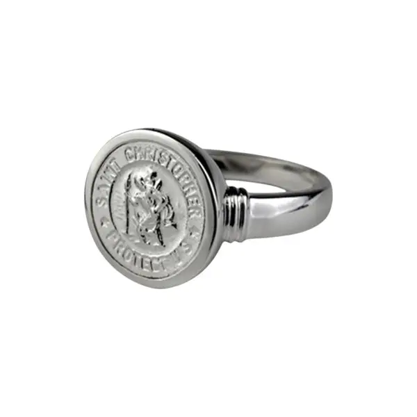 VON TRESKOW Round St Christopher Ring - Silver