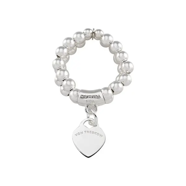 VON TRESKOW Two- Strand Stretchy Ring With Vt Flat Heart