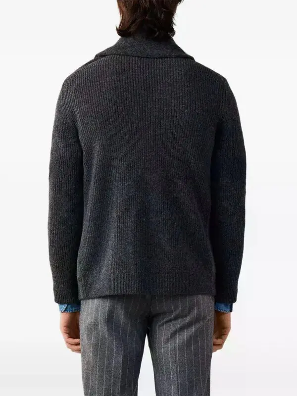 HACKETT  Herringbone-pattern Shawl-collar Cardigan