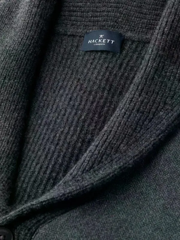 HACKETT  Herringbone-pattern Shawl-collar Cardigan