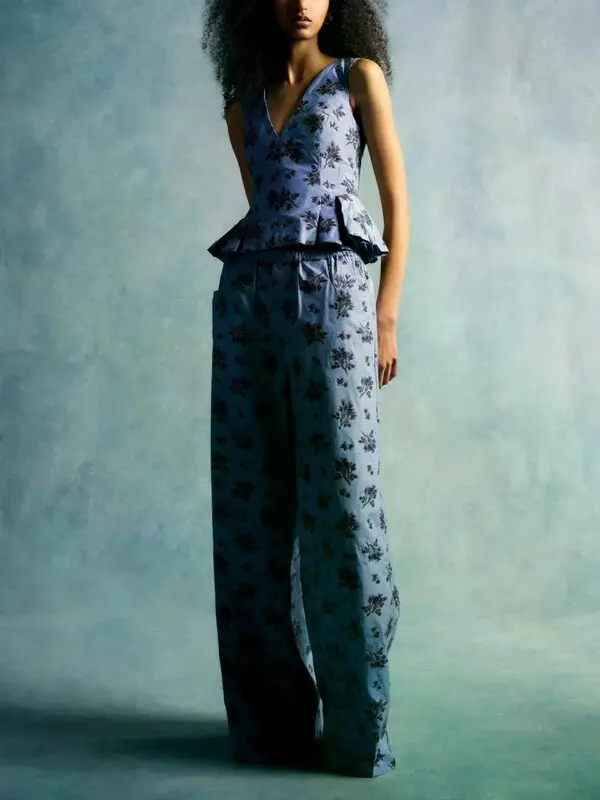 MARKARIAN Jasminium Floral-jacquard Peplum Top
