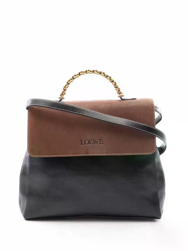 Loewe 2010-2026 Bicolor Leather Velazquez Twist Top Handle Bag Satchel