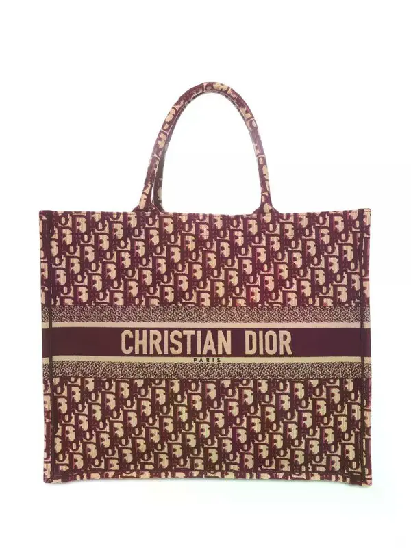 Dior 2019 Large Oblique Canvas Book Tote Bag - Red