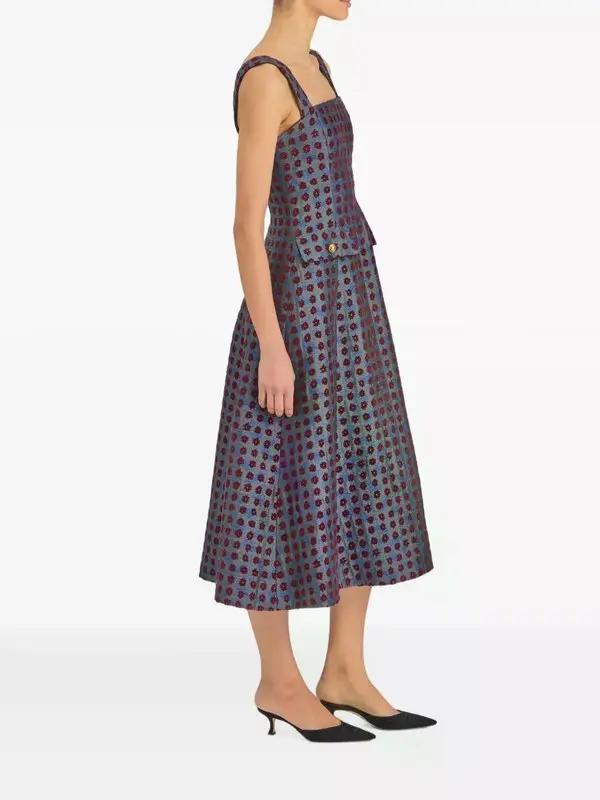 MARKARIAN Birdie Floral-jacquard Midi Dress - Blue