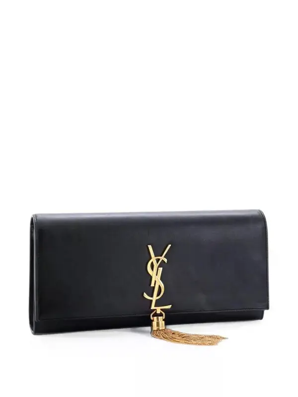 Saint Laurent Classic Monogram Tassel Leather Long Clutch Bag