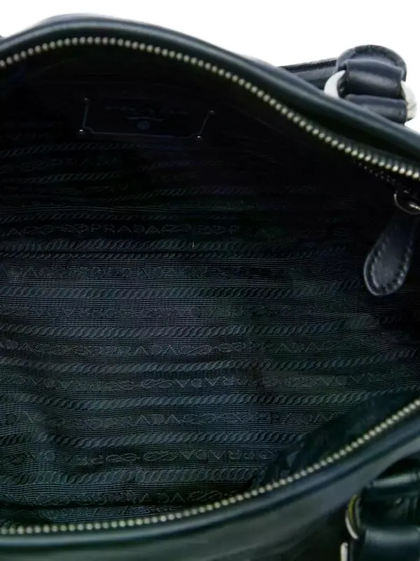 Prada 2010-2026 Soft Calf Trimmed Tessuto Zip Top Satchel