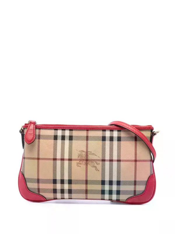 Burberry 2012-2026 Haymarket Check Coated Canvas Peyton Crossbody Bag - Neutrals