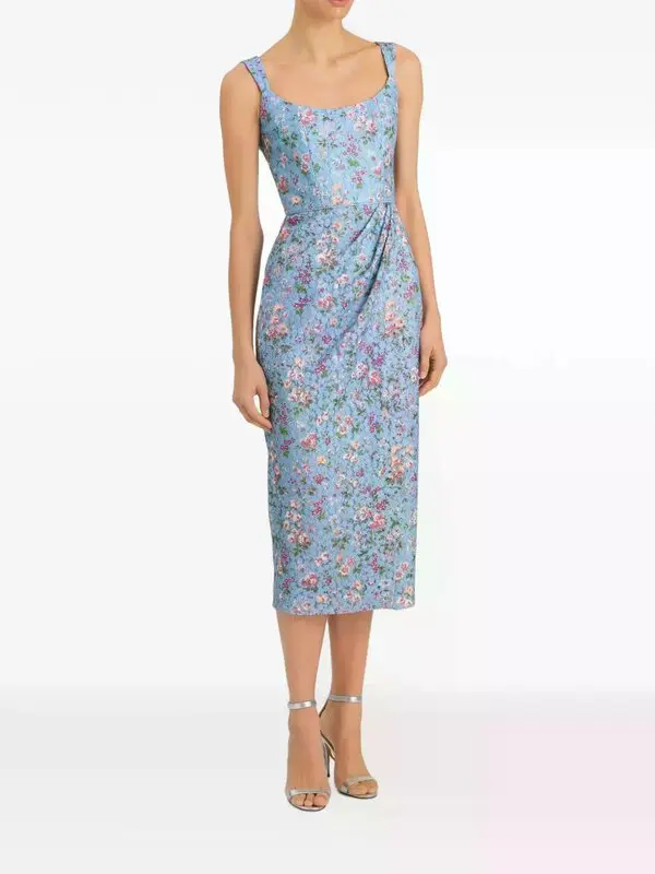 MARKARIAN Marla Floral-lace Wrap Midi Dress
