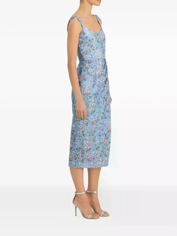 MARKARIAN Marla Floral-lace Wrap Midi Dress