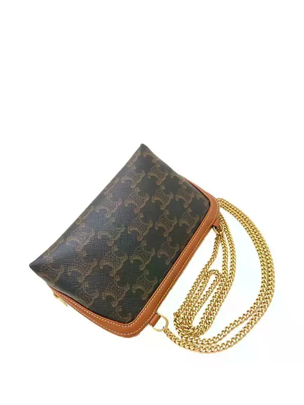 Celine 2022 Triomphe Coated Canvas Clutch On Chain Crossbody Bag