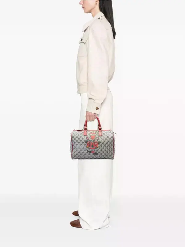Gucci 2016-2026 Medium Gg Supreme Joy Tattoo Heart Boston Bag