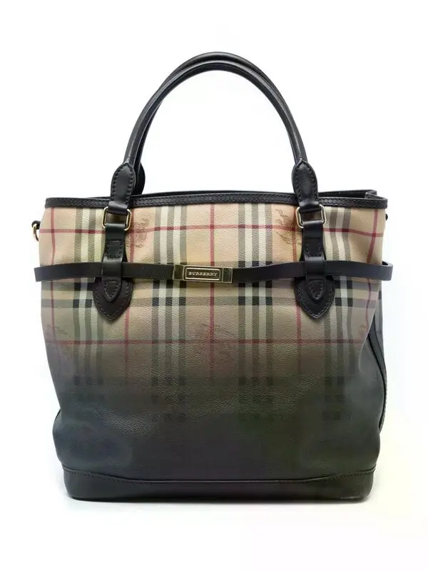 Burberry 2000-2017 Haymarket Check Ombre Coated Canvas Liberton Satchel - Neutrals