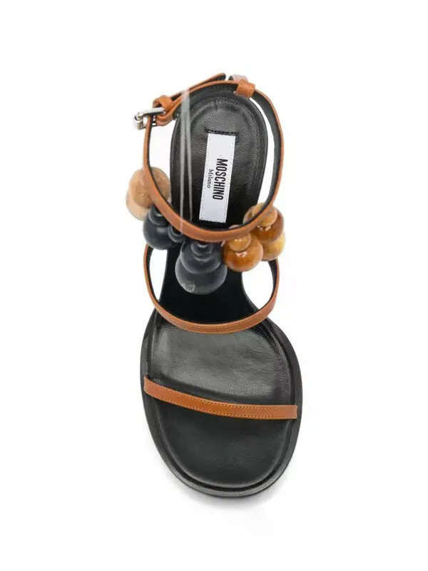 Moschino Bead-embellished Leather Sandals