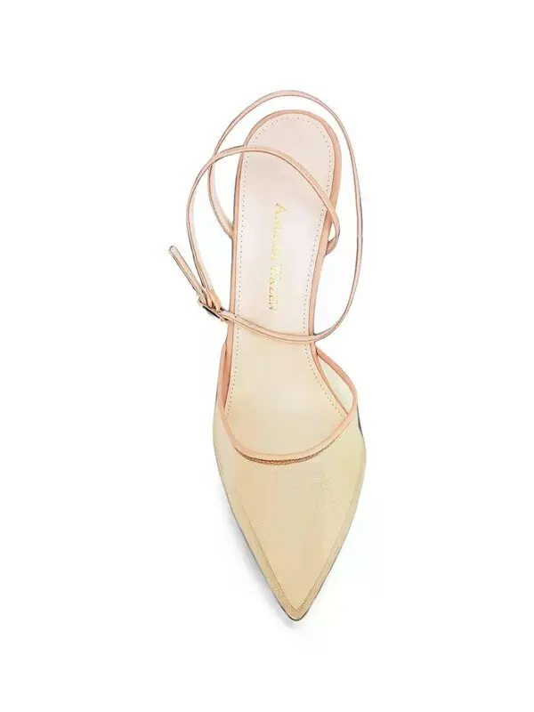 ANDREA WAZEN Denver Mesh-panelled Leather Pumps