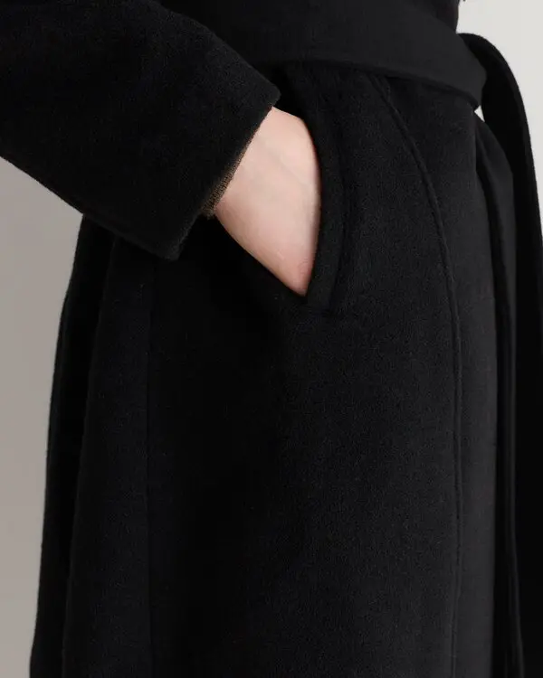 Quince Wool Cashmere Hooded Wrap Coat With Removable Down Bib - Black
