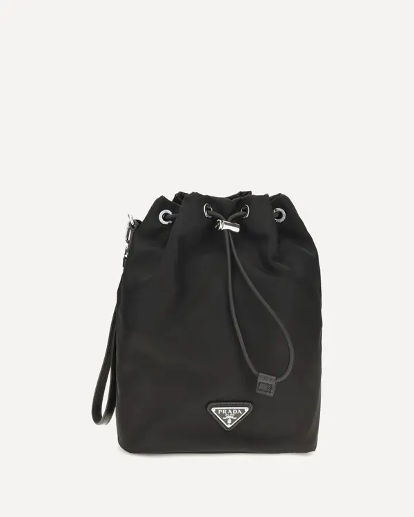 Prada Re-nylon And Saffiano Leather Speedrock Bucket Bag - Black