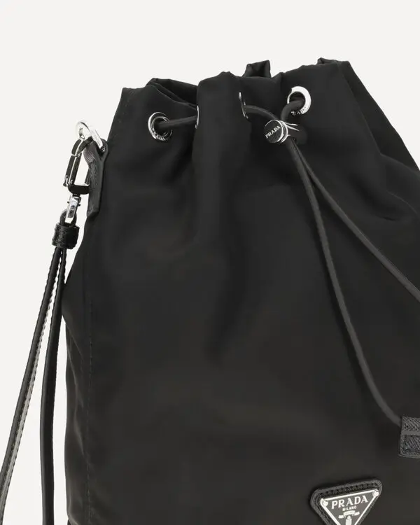 Prada Re-nylon And Saffiano Leather Speedrock Bucket Bag - Black