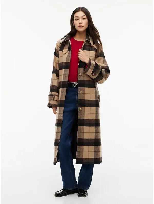 Tommy Hilfiger Plaid Wool-blend Belted Car Coat