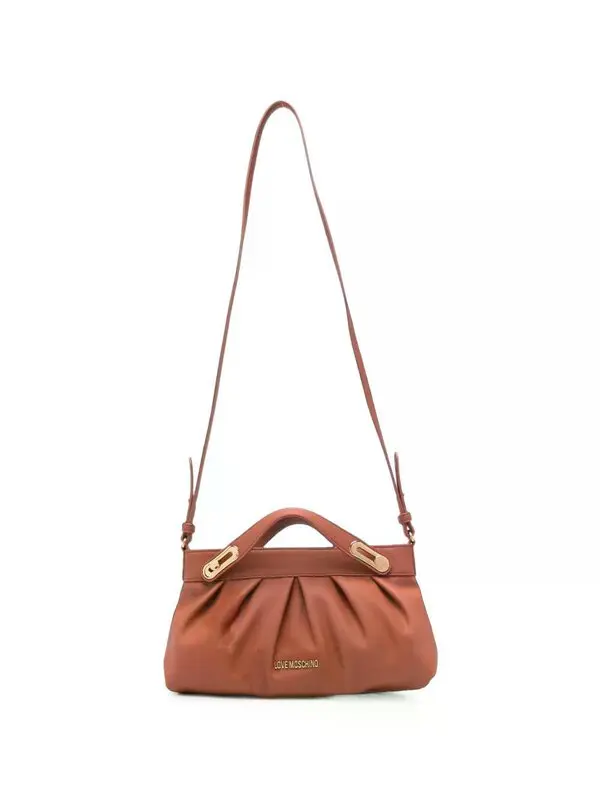 Moschino Ruched Leather Cross Body Bag - Brown
