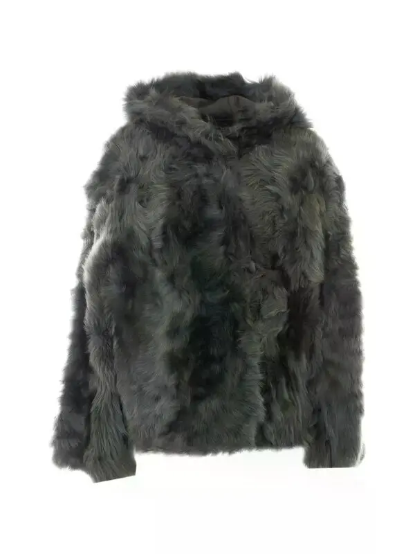 YVES SALOMON Hooded Shearling Jacket - Grey