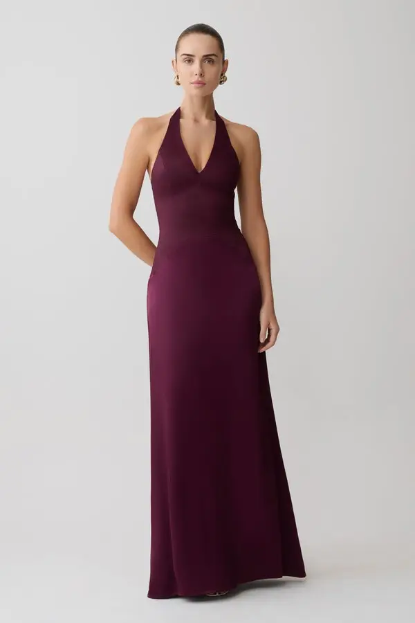 Meshki Maura Taffeta And Satin Maxi Dress - Wine