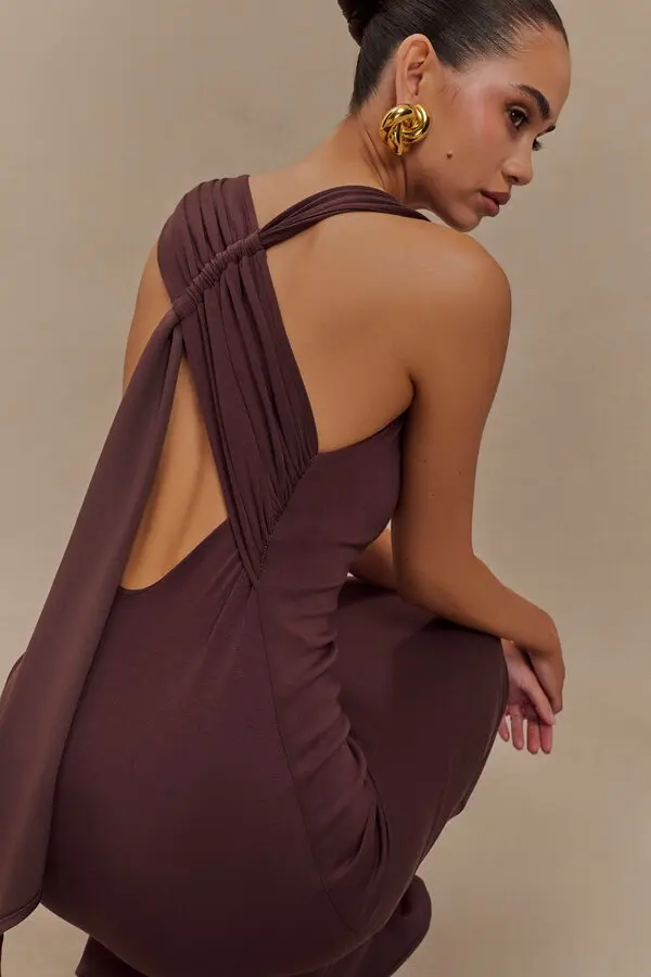 Meshki Catelyn Asymmetrical Scuba Jersey Midi Dress