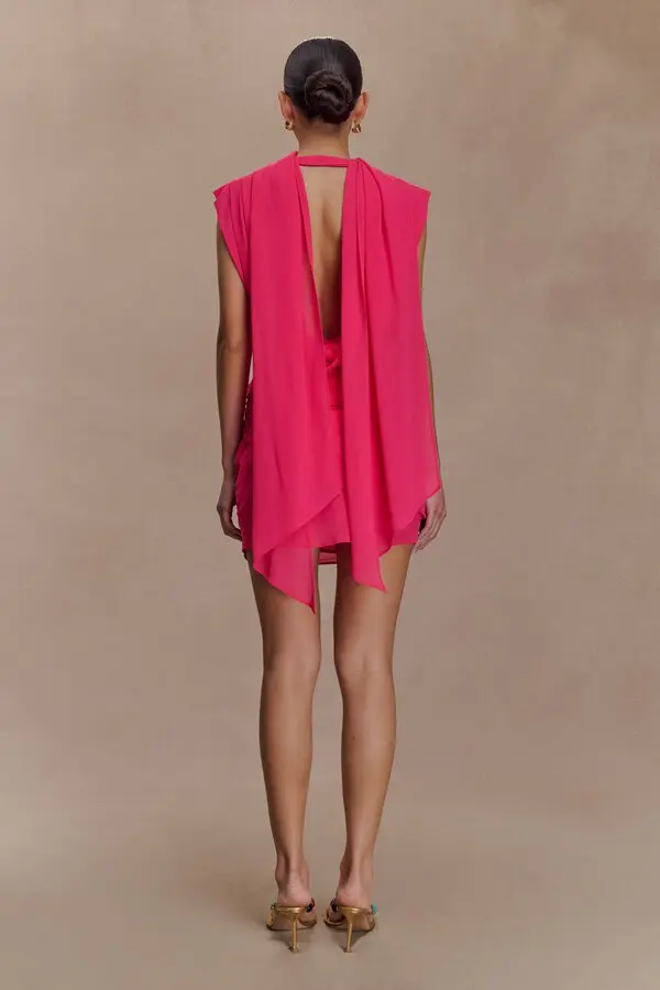 Meshki Giulia Chiffon Draped Mini Dress
