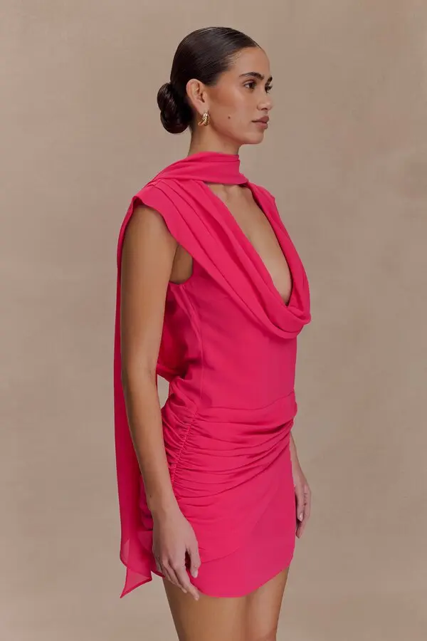 Meshki Giulia Chiffon Draped Mini Dress