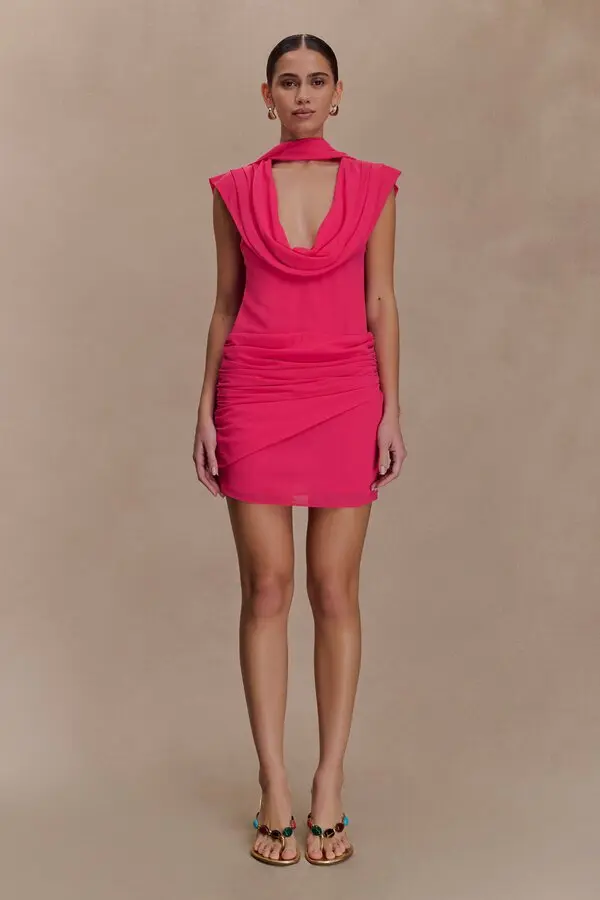Meshki Giulia Chiffon Draped Mini Dress