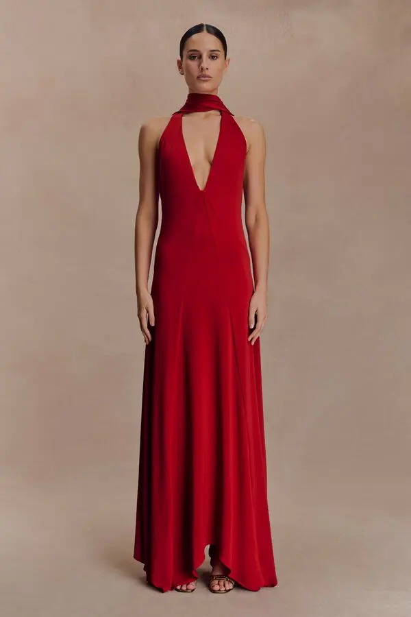 Meshki Juliet Slinky Maxi Dress With Scarf