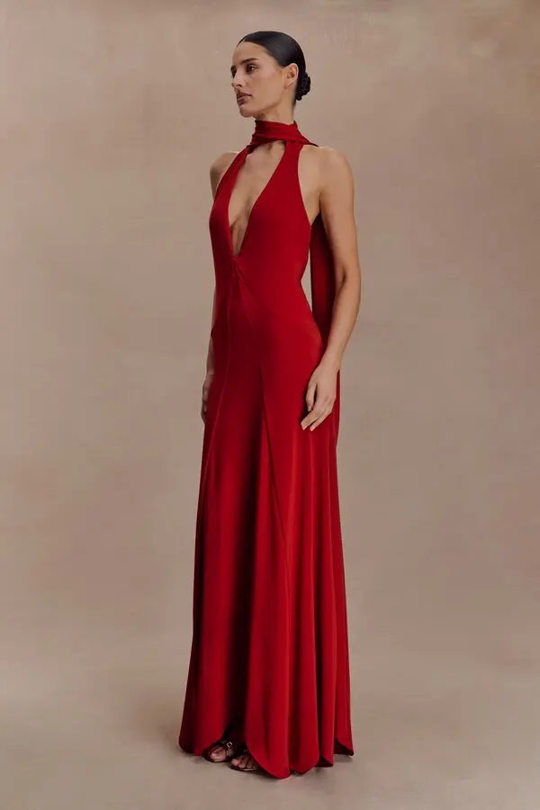 Meshki Juliet Slinky Maxi Dress With Scarf