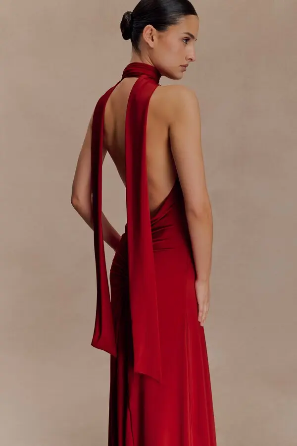 Meshki Juliet Slinky Maxi Dress With Scarf