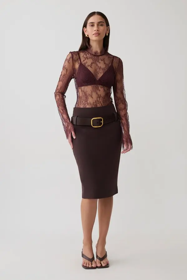 Meshki Brooke Suiting Midi Skirt