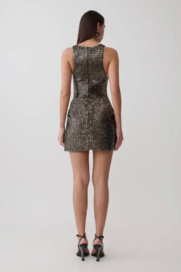 Meshki Milly Beaded Metal Mini Dress