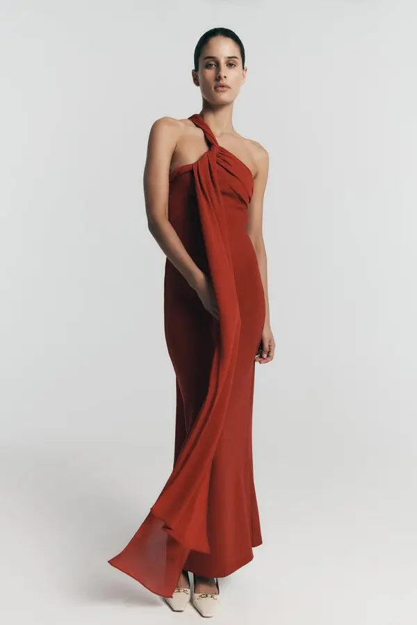 Meshki Philippa Knotted Crepe Maxi Dress