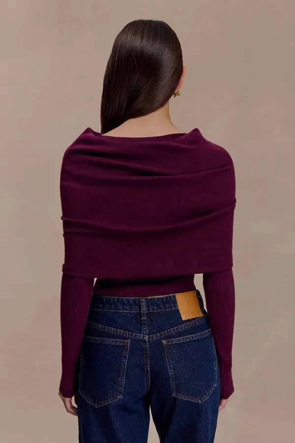 Meshki Mazie Asymetrical Cashmere Blend Long Sleeve Knit Top