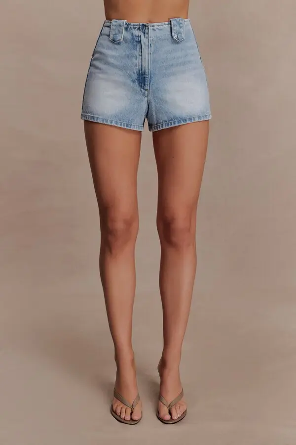 Meshki Erin Mid Rise Denim Shorts