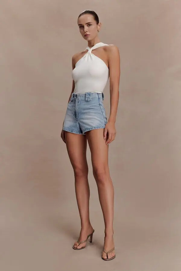 Meshki Erin Mid Rise Denim Shorts